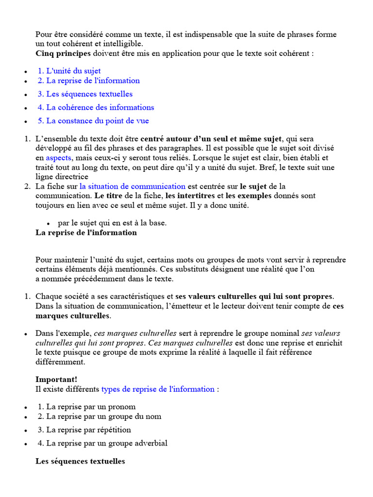 Principes de Cohérence Textuelle | PDF | Temps (grammaire) | Verbe