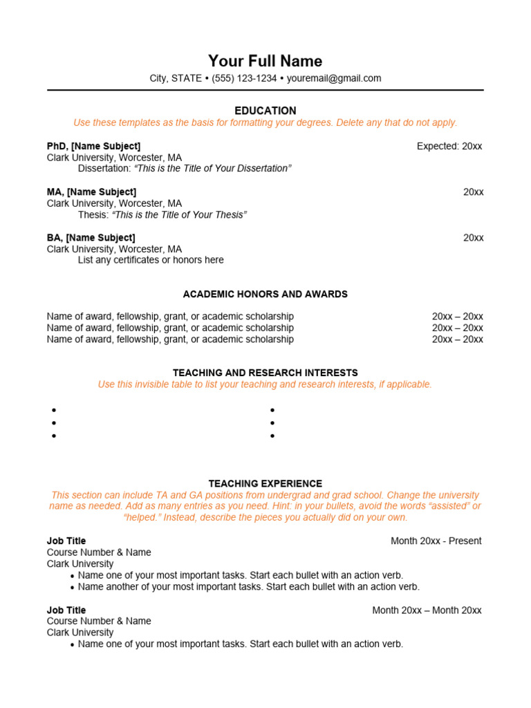 CV-Template-for | PDF | Résumé | Thesis