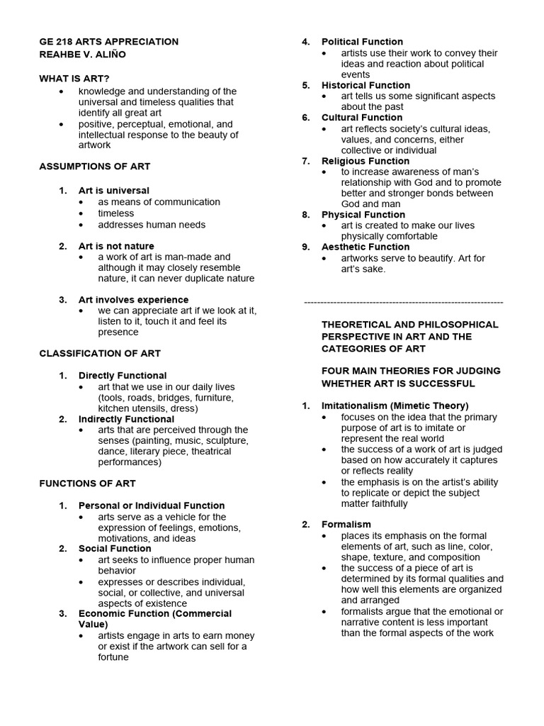GE 218 ARTS APPRECIATION | PDF