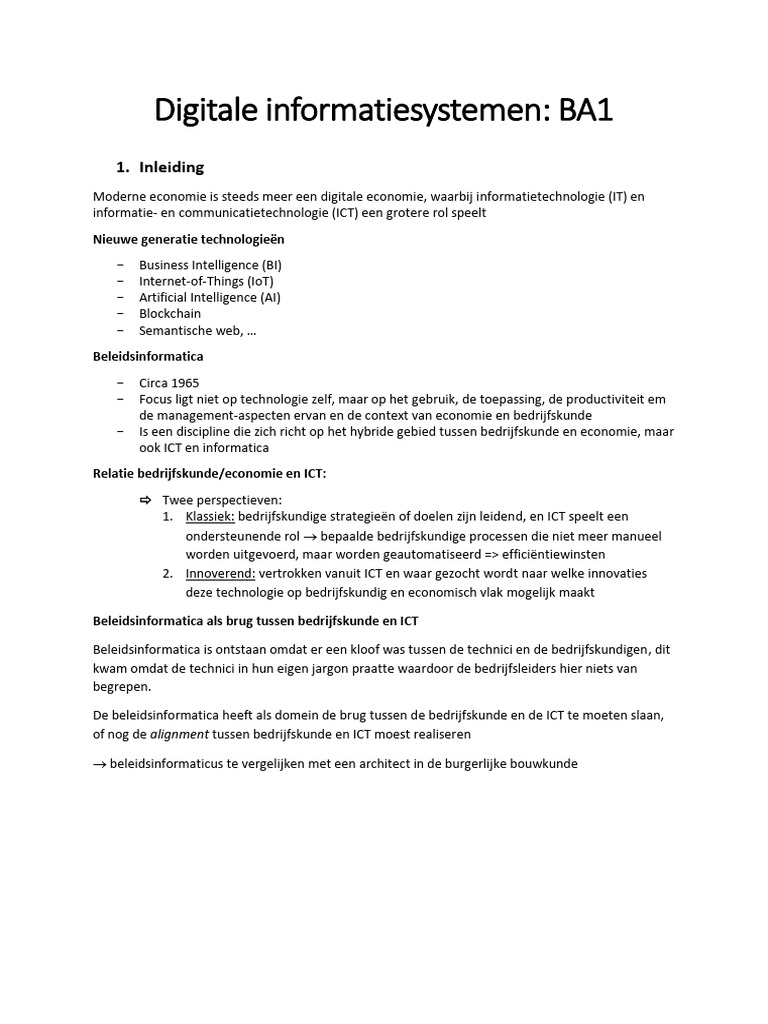 samenvatting digitale informatiesystemen | PDF
