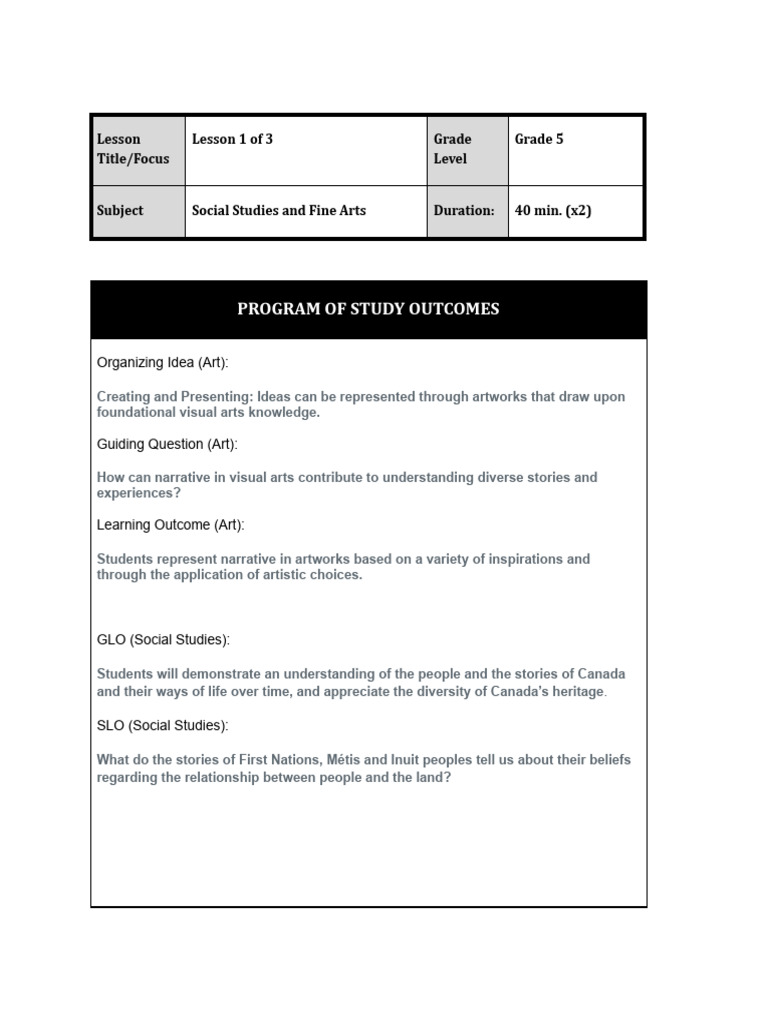 Indigenous Creation Story Lesson Plan | PDF | Narrative | Reading ...
