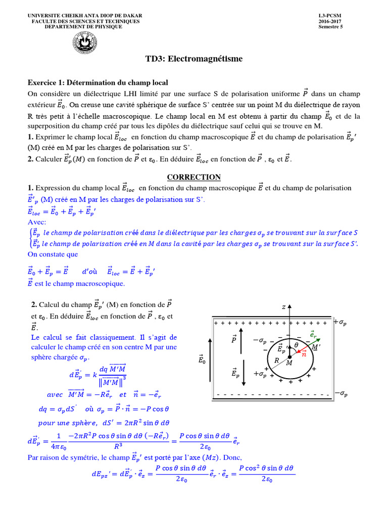 TD3 EM L3 PC 2016 2017 Correction | PDF | Diélectrique | Permittivité