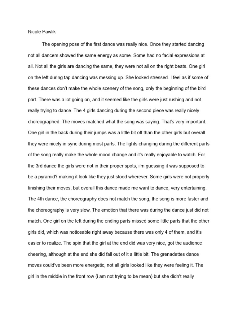 Dance Paper | PDF | Dances | Performing Arts