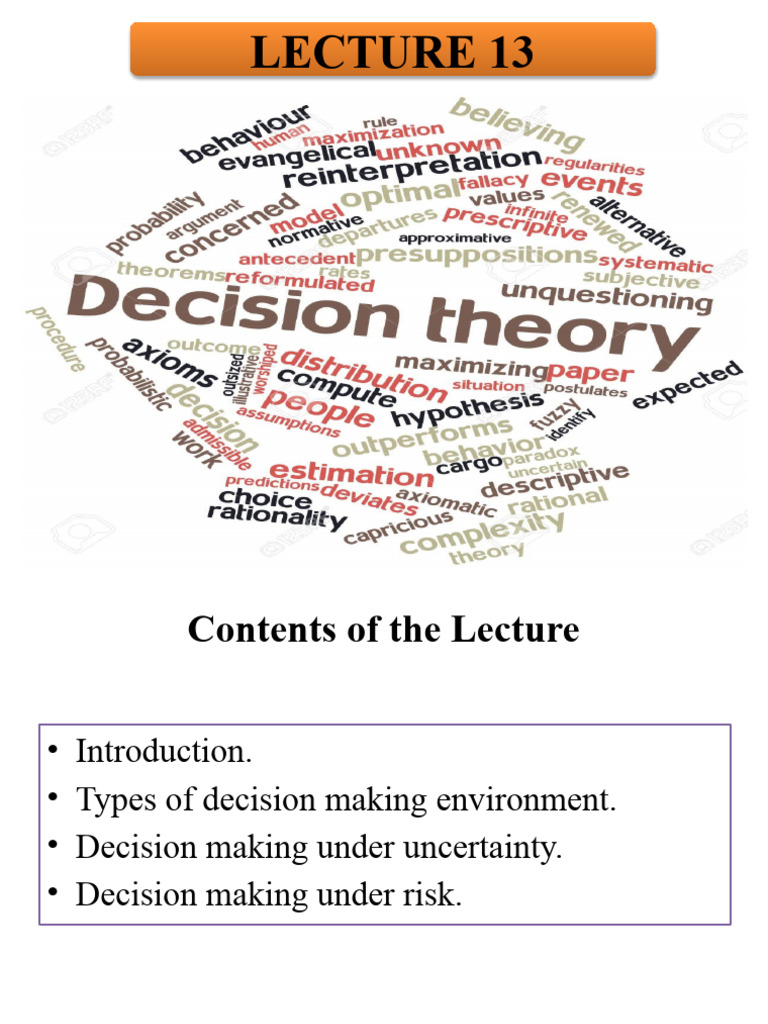 LECTURE 13 Decision Theory (1) | PDF | Decision Theory | Applied Mathematics