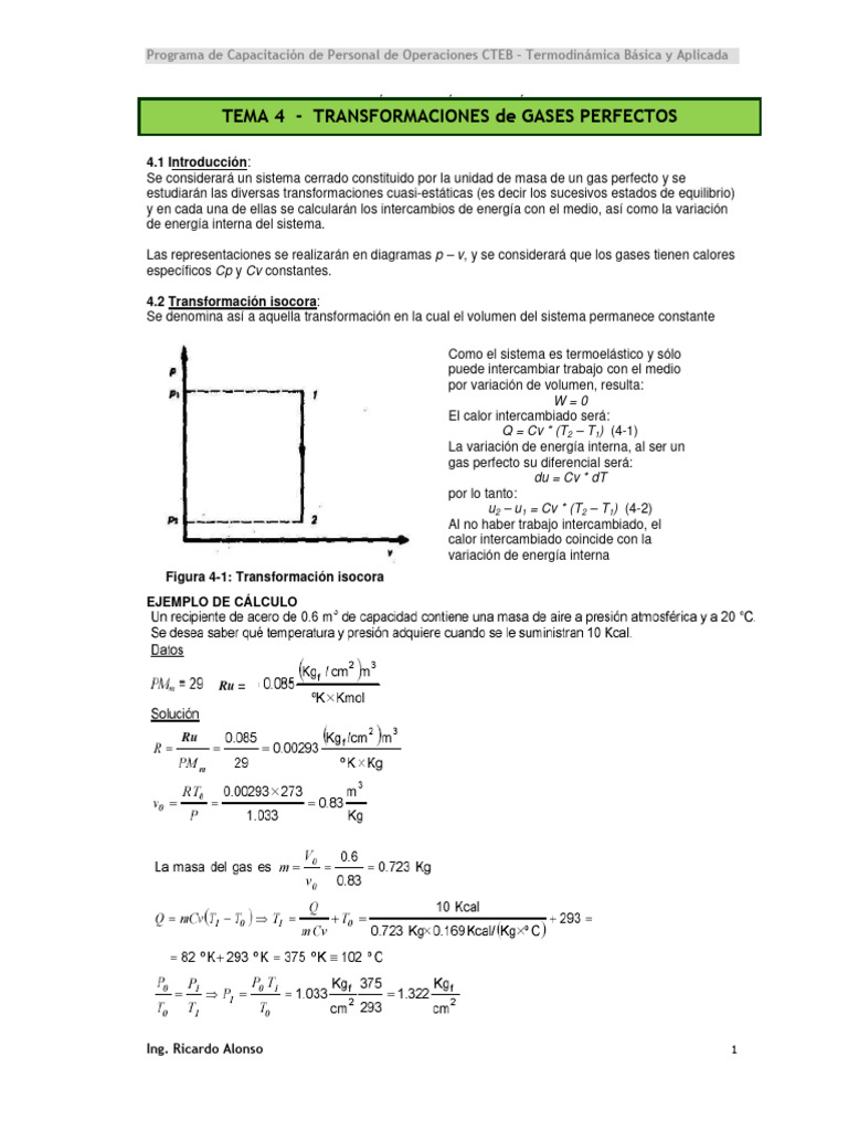 TEMA 04 Transformaciones de gases perfectos | PDF | Gases | Calor