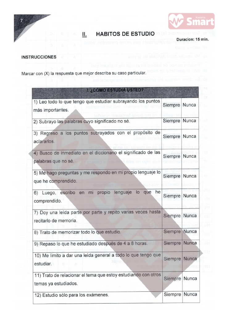 Hábitos de Estudios 1 | PDF