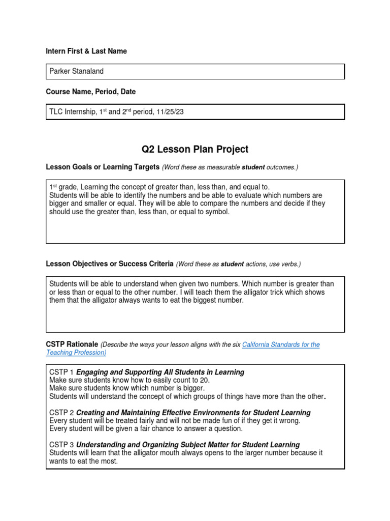 q2 CSTP Lesson Plan Template 2 | PDF | Lesson Plan | Learning