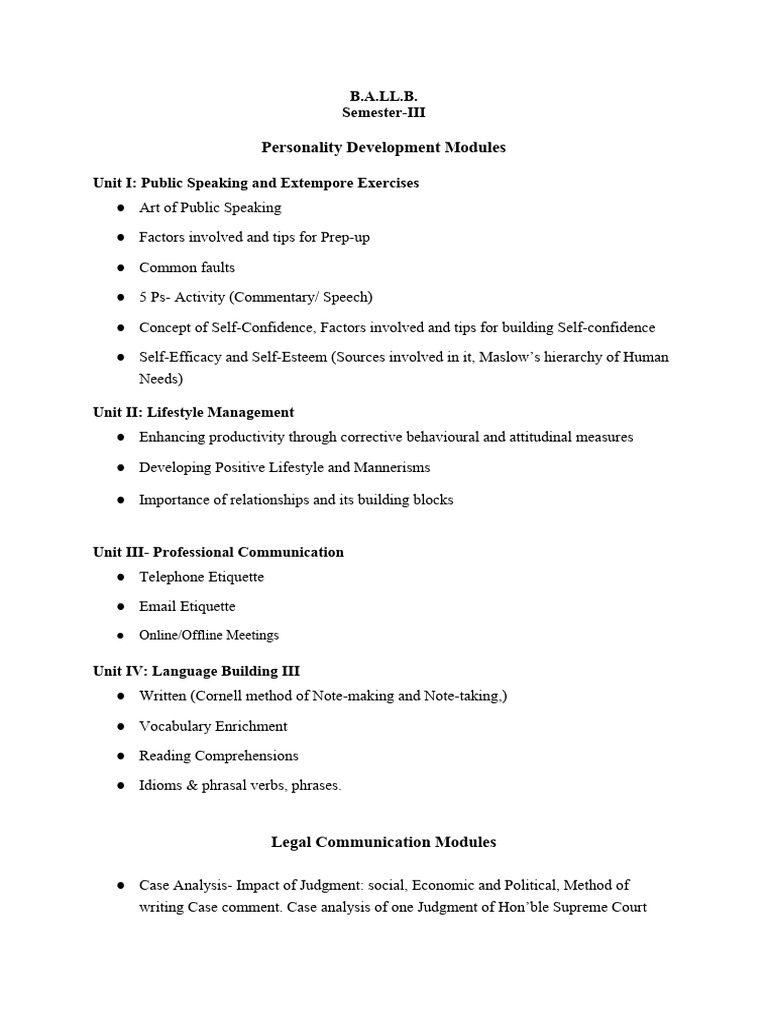 BALLB-III - PDLC Syllabus | PDF