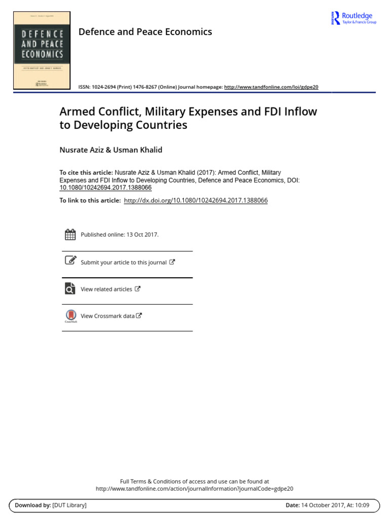 Armed Conflict, Military Expenses and FDI Inflow | PDF | Foreign Direct ...