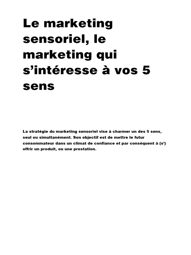 Définition du marketing sensoriel | PDF | Commercialisation