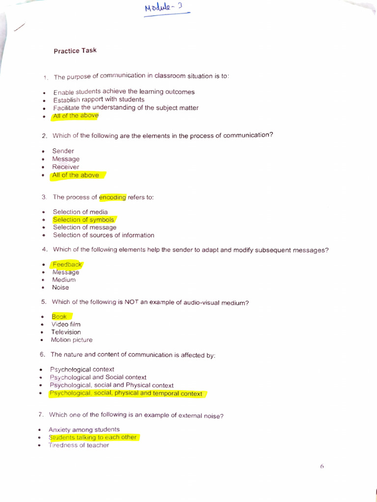 Module 3 Practice | PDF | Communication | Psychological Concepts