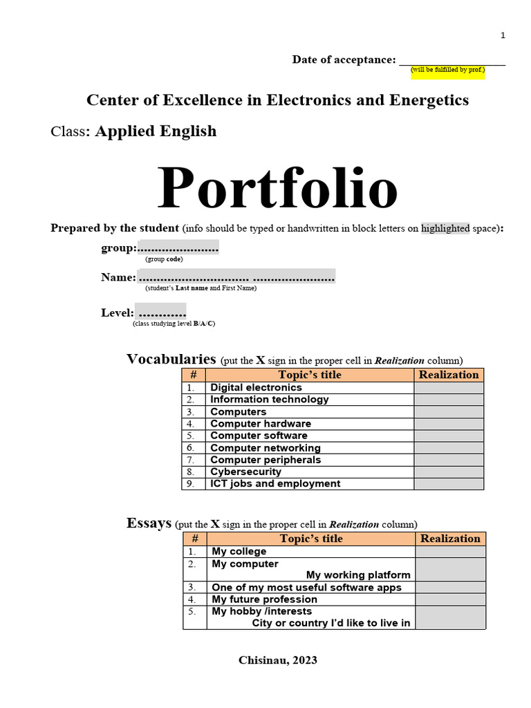 AE-Portfolio Cover Page Template | PDF