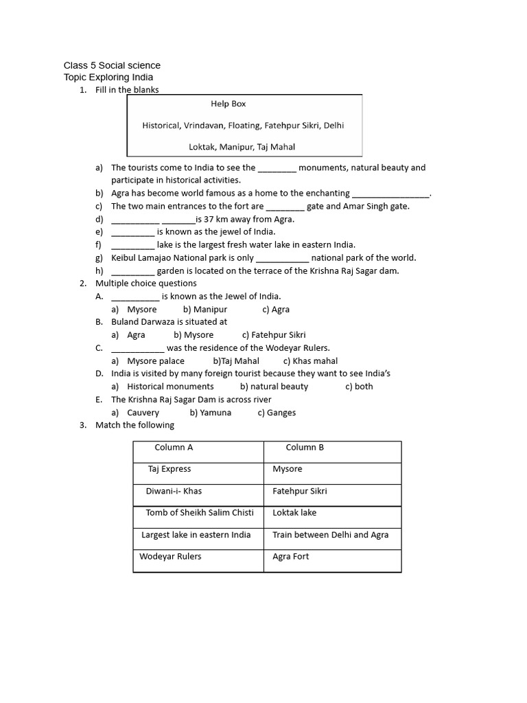 Class 5 SST: Exploring India Quiz | PDF