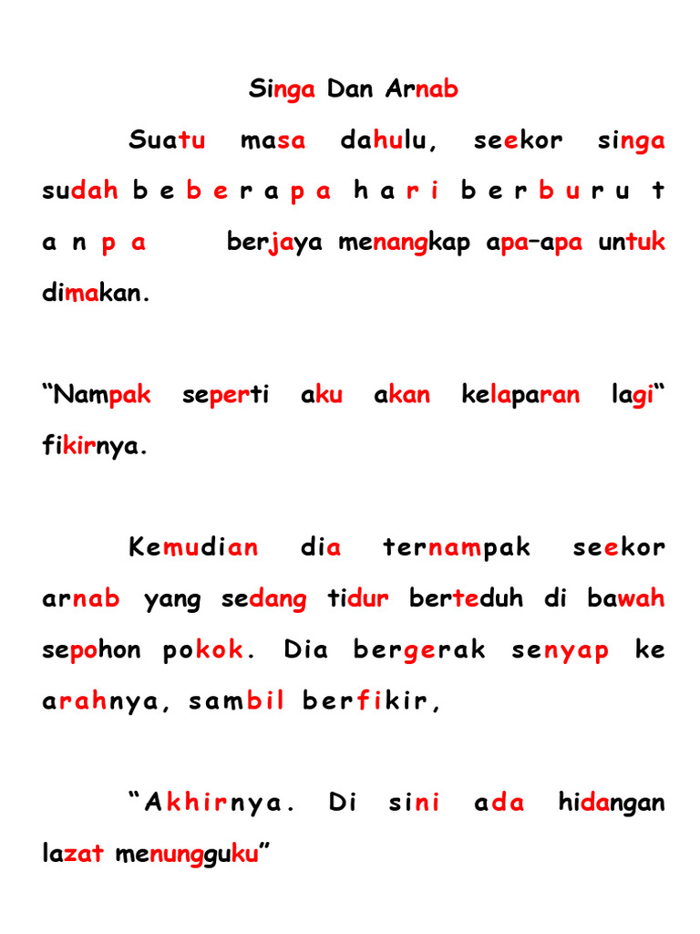 Cerita Tauladan - Singa Dan Arnab | PDF