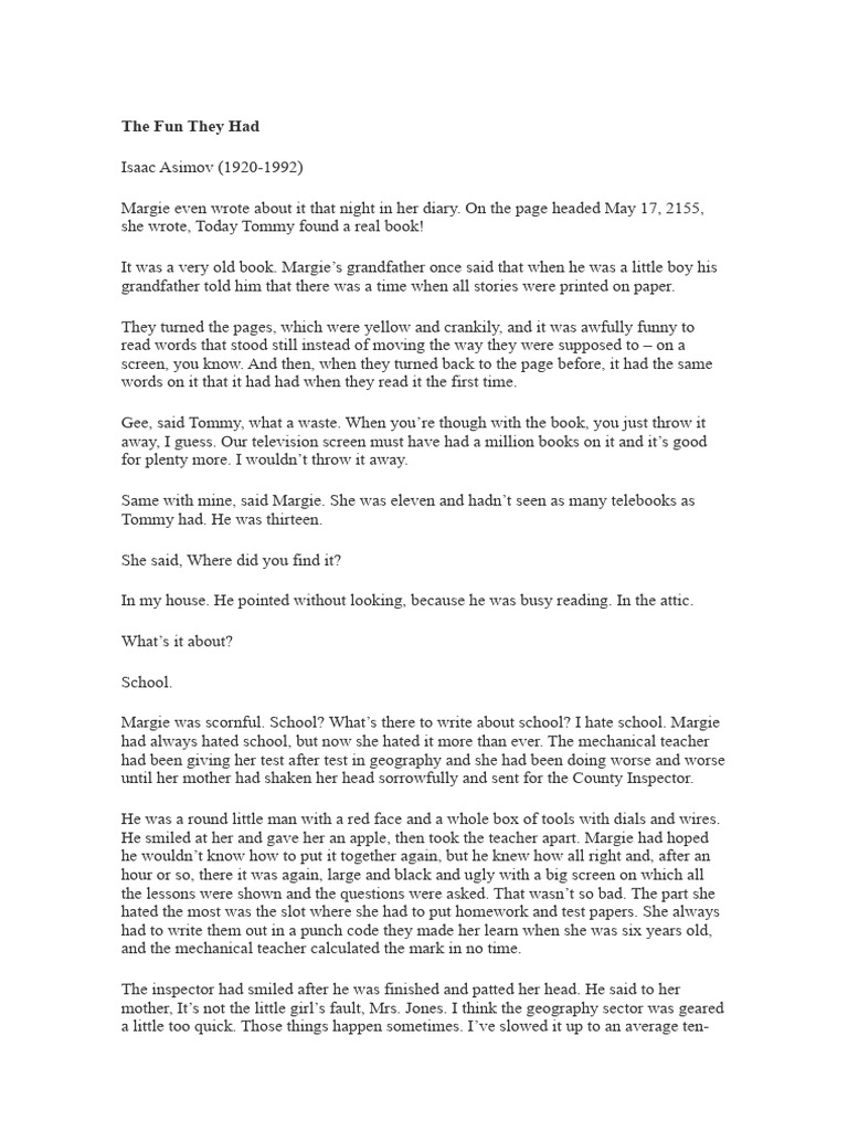 The Fun They Had | PDF