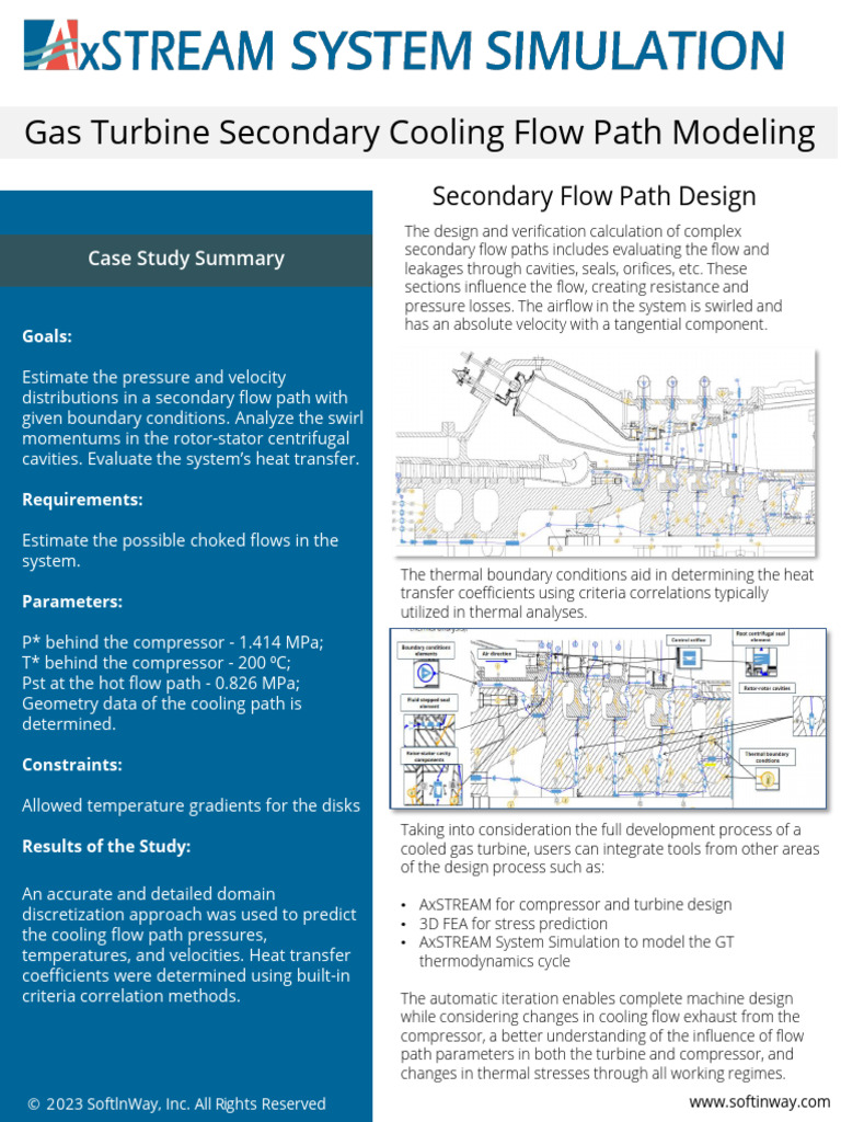 Gas Turbine Secondary Cooling Flow Path in AxSTREAM System Simulation | PDF | Fluid Dynamics | Heat