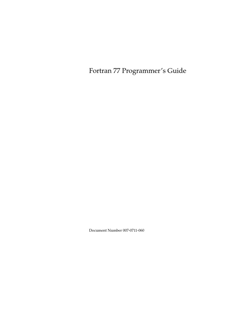Fortran 77 Programmers Guide Pdf Subroutine C Programming Language 9583