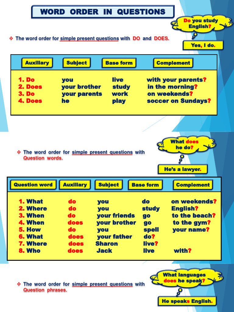 Unit 3C Word Order in Questions | Download Free PDF | English Language | Word