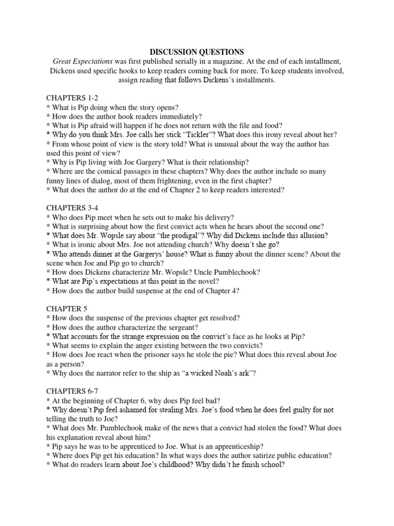 Study Guide Questions | PDF | Great Expectations | Estella (Great ...