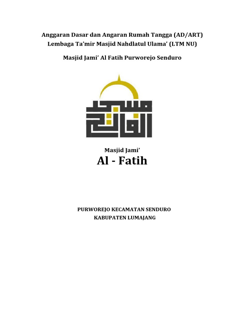 AD/ART LTM NU Masjid Al Fatih | PDF