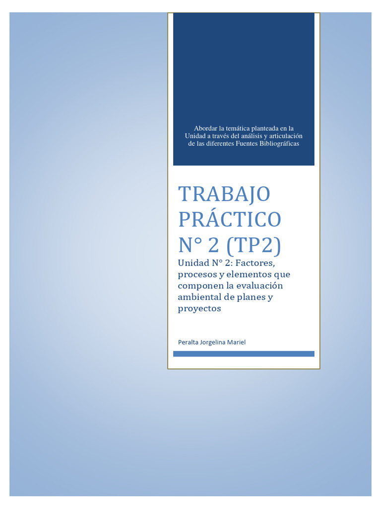 TP2 - MEIA - 2023 - Peralta Jorgelina Mariel | PDF | Evaluación de impacto ambiental | Science