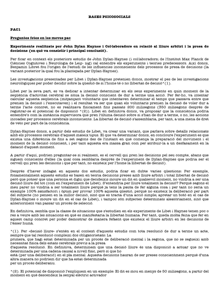 RESUM EXAMEN PACS BASES PSICO - PDF Versión 1 | PDF