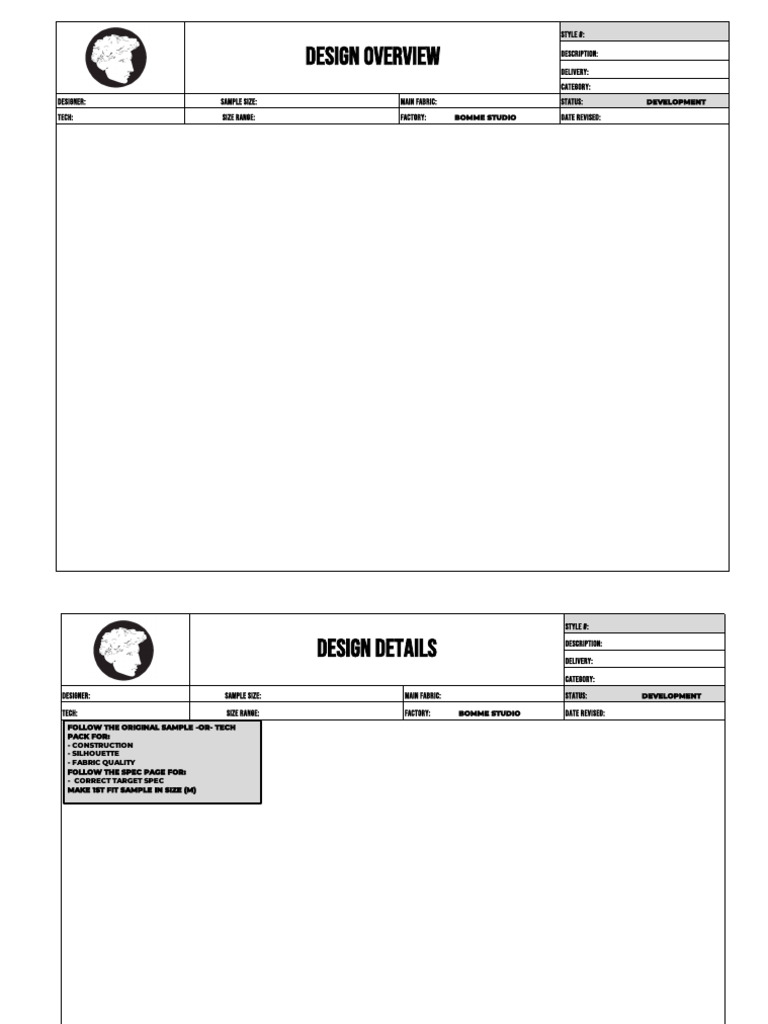 Bomme Tech Pack Template | PDF