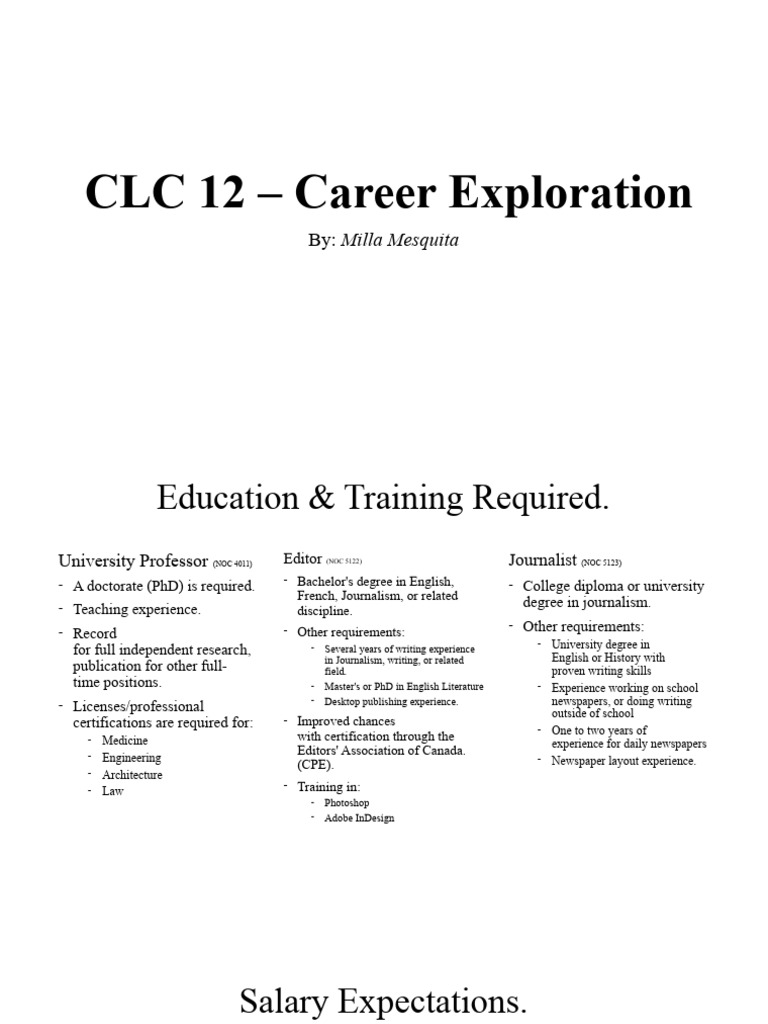CLC 12 Career Exploraton | PDF | Academic Degree | British Columbia