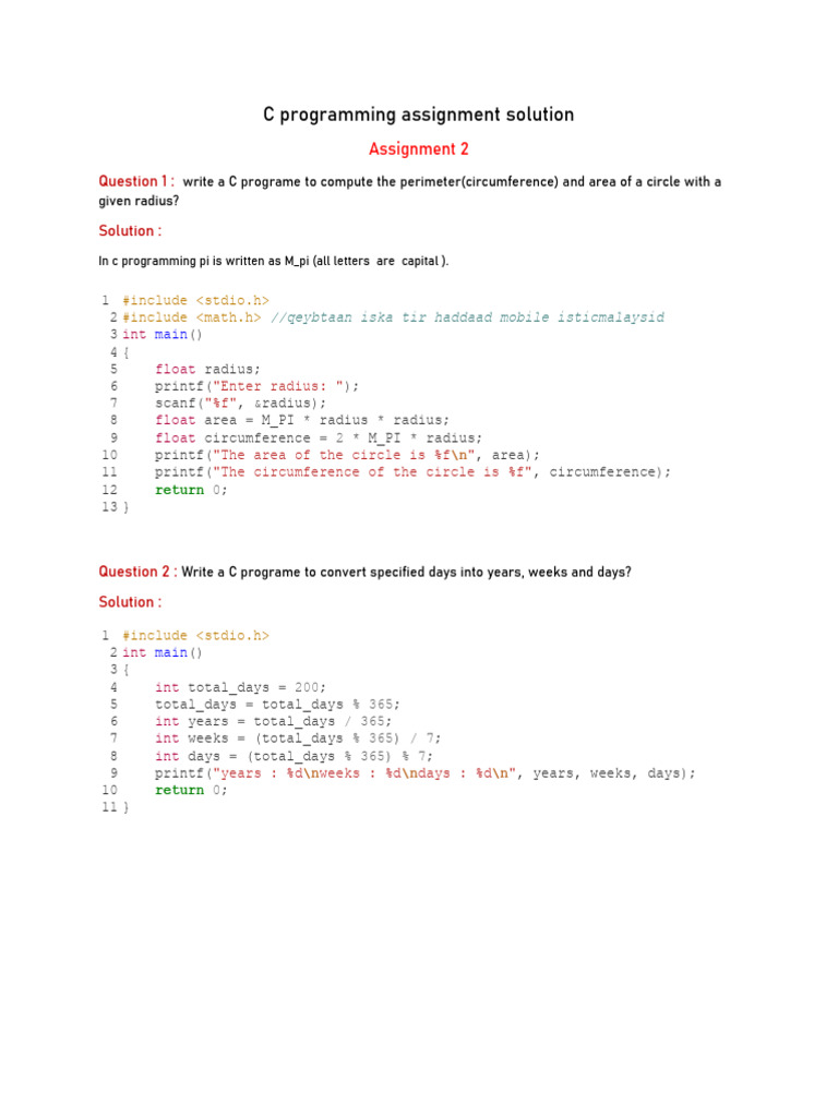C Programming Solution | PDF | Area | Length