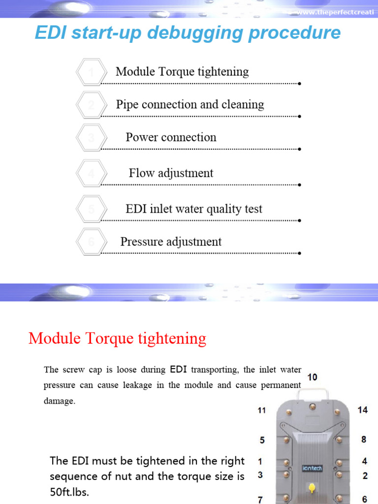 EDI startup debugging procedure | PDF | Water | Valve