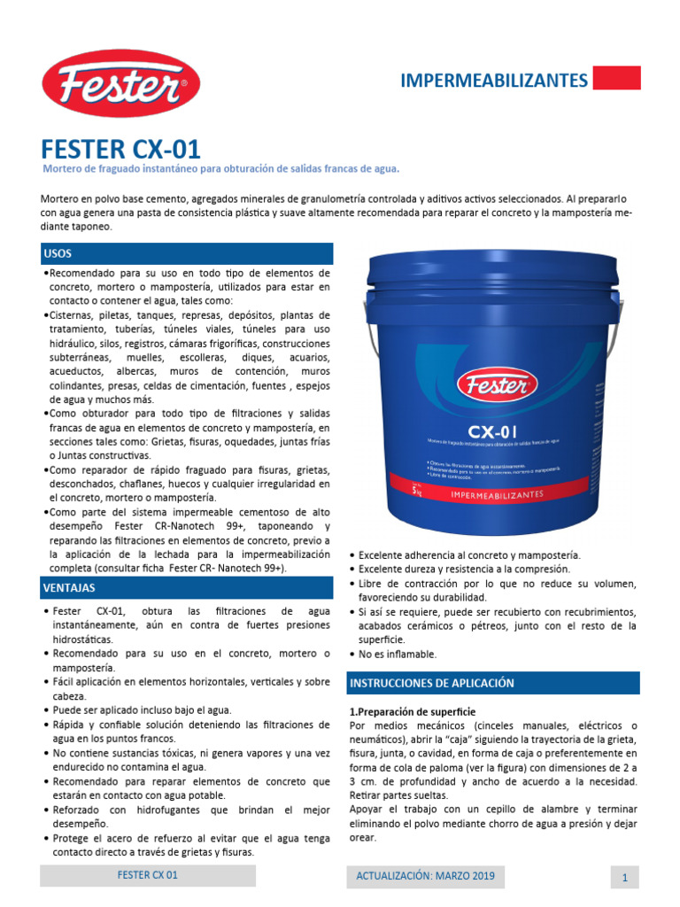 Fester CX 01 Marzo Fester Mx | PDF | Hormigón | Agua