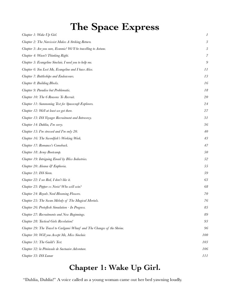The Space Express: Chapter 1: Wake Up Girl | PDF