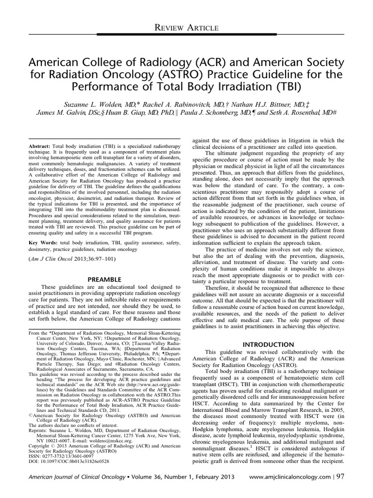 2013 ASTRO e ACR - Practice Guideline For The Performance TBI | PDF ...
