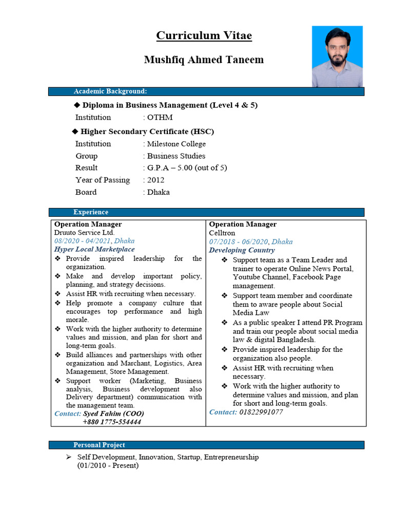 Cv Of Mushfiq Ahmed Pdf Cognition Human Communication