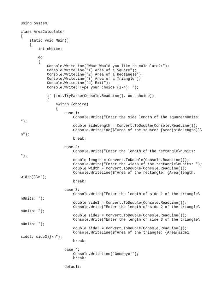 Overloaded Area Calculator Assignment | PDF | Area | Geometric Measurement