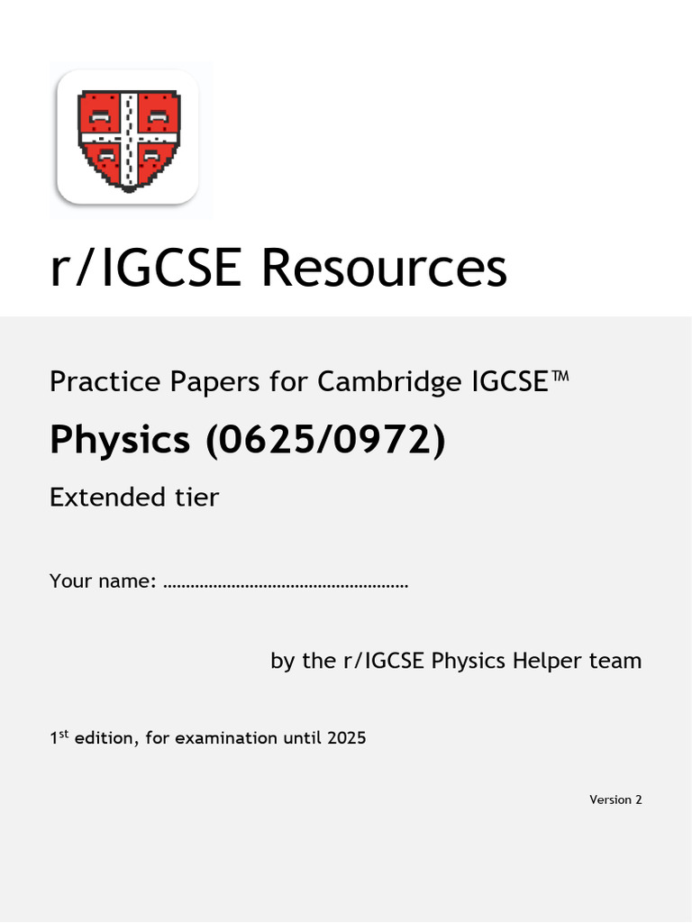 Igcse Resources Physics Sample Papers For 2023 Syllabus V2 Pdf
