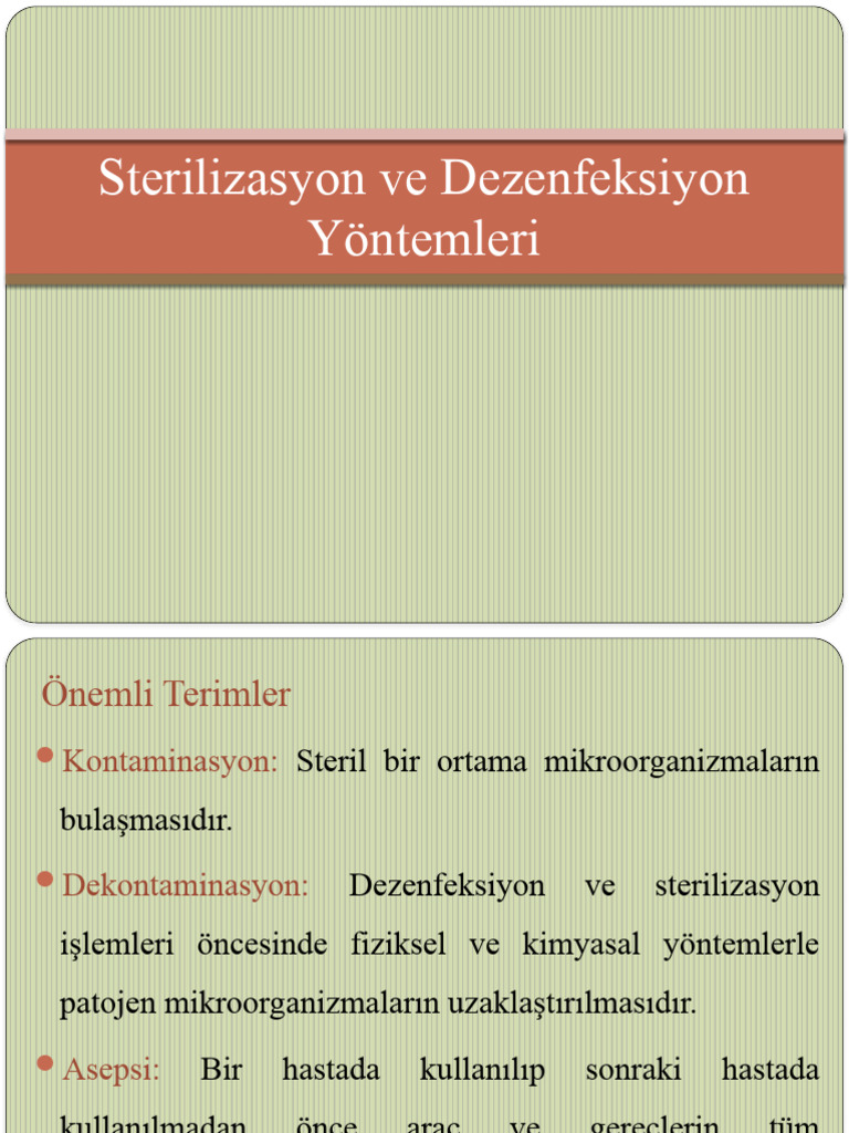 Sterilizasyon Ve Dezenfeksiyon Yöntemleri | PDF