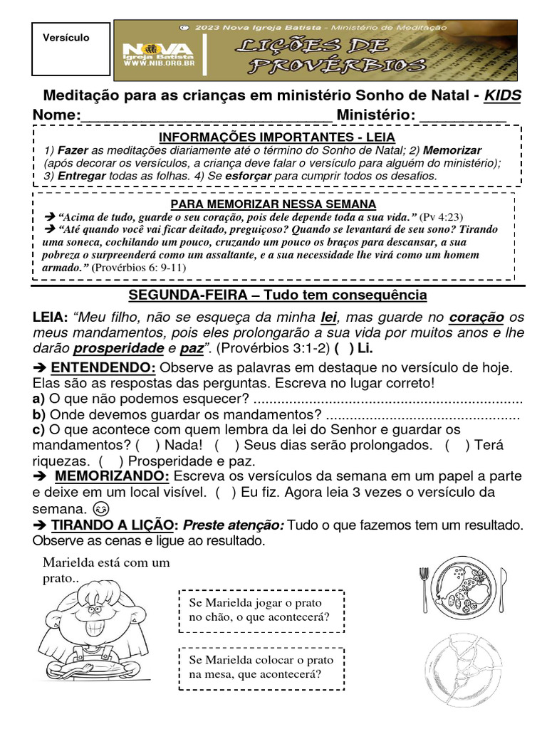 2023 - Kids - Semana 0 - Provérbios - Livreto | PDF | Bíblia | Formiga