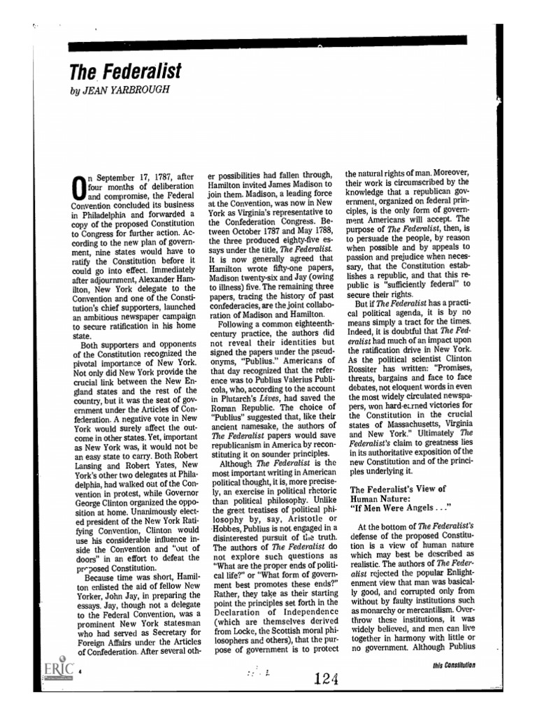 El Federalista | PDF | The Federalist Papers | James Madison