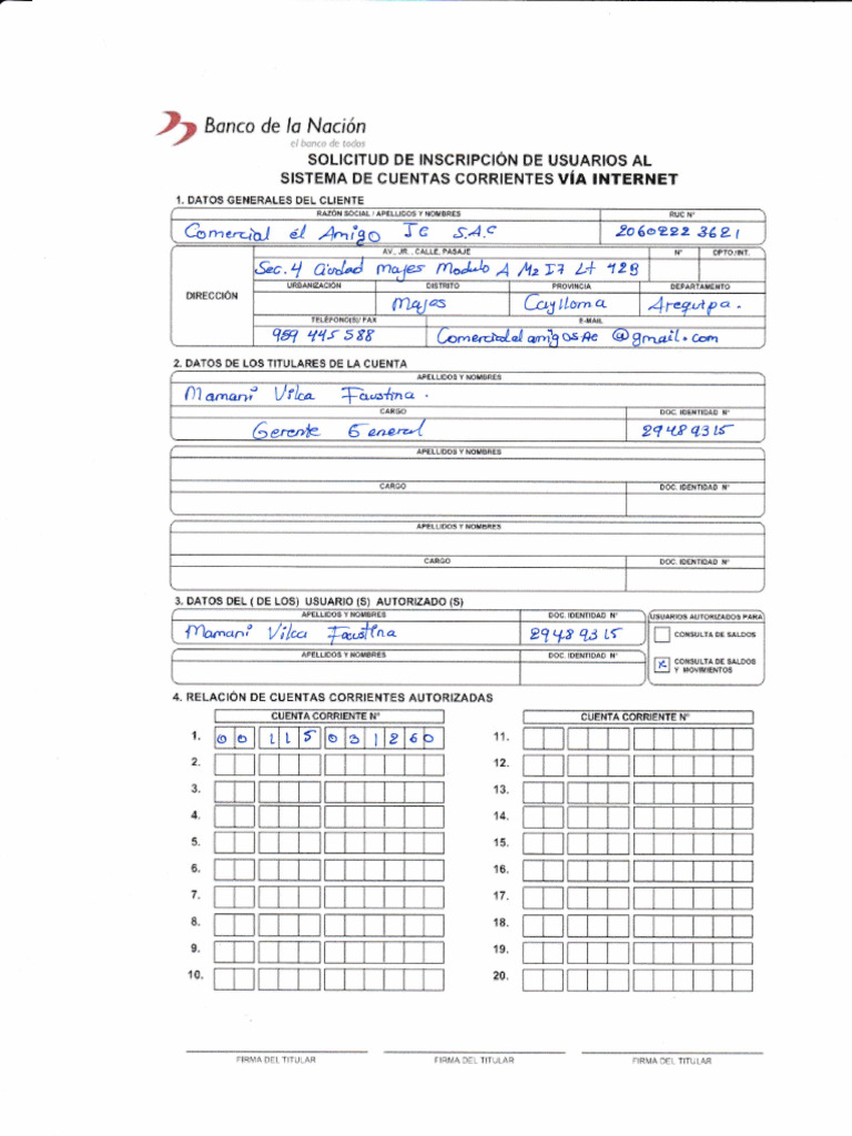 FORMULARIO SOLICITUD CUENTA DE DETRACCION | PDF