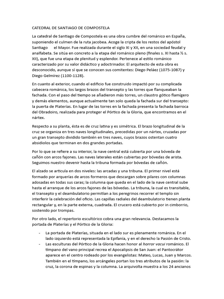 Comentario Santiago de Compostela | PDF | Santiago de compostela | Diseño arquitectonico