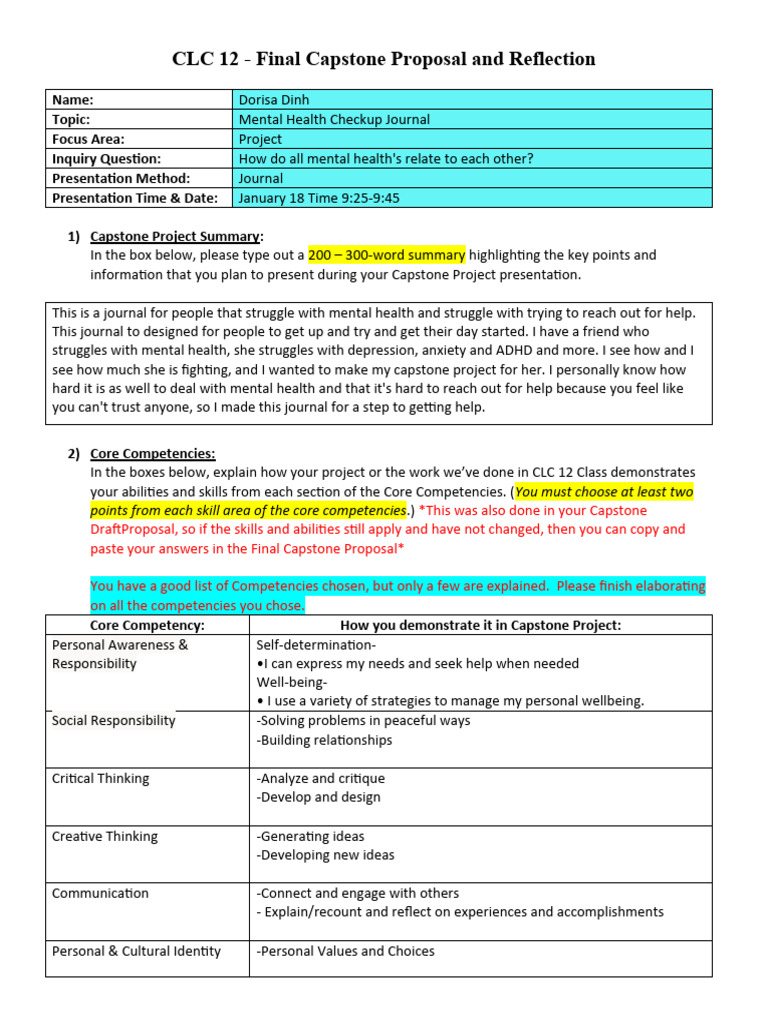 CLC 12-Combined Final Capstone Proposal Ref 1 | PDF | Well Being | Mental Health