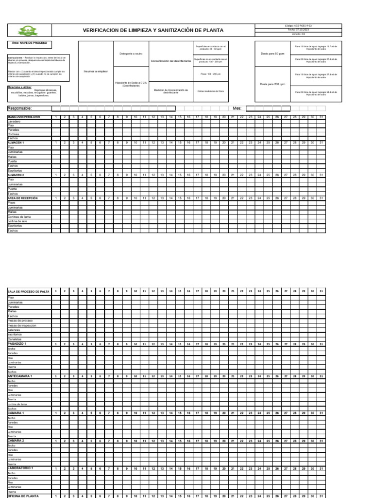 AGS-POES-R-02 Verificacion de Limpieza y Sanitizacion de Planta Interna ...
