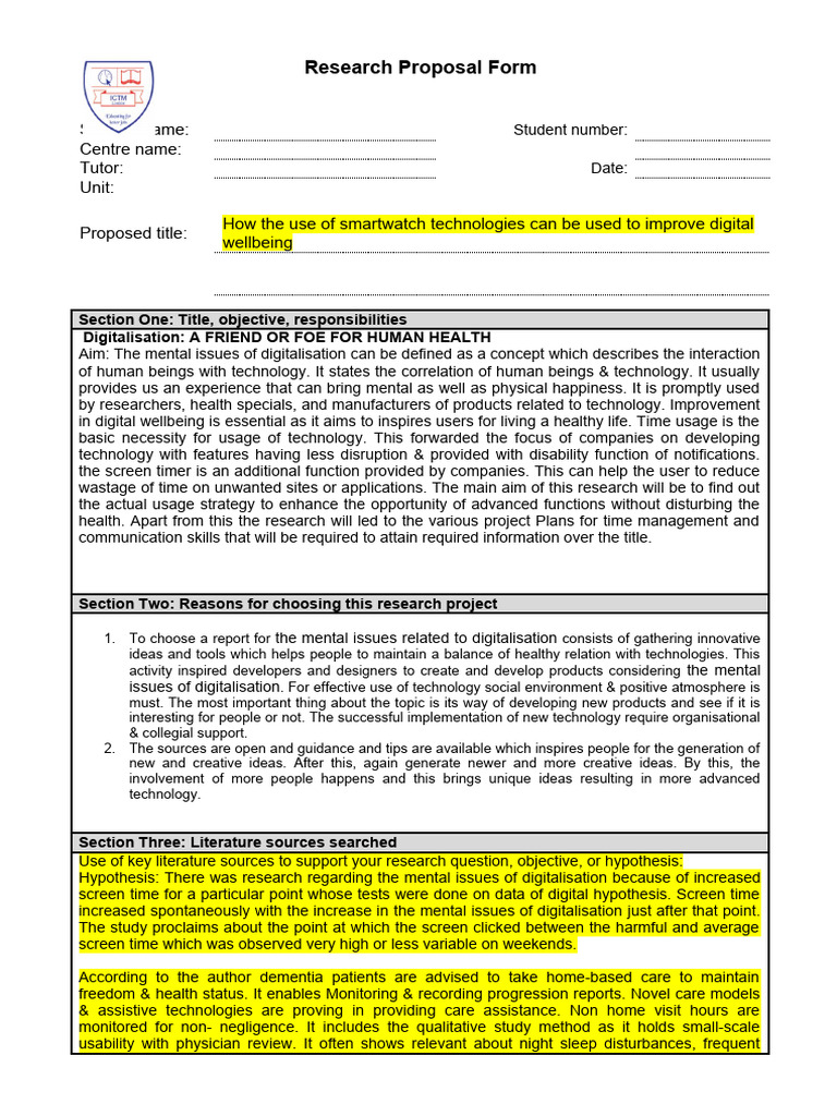 Research Project Proposal Form Edited Download Free Pdf Quantitative Research 