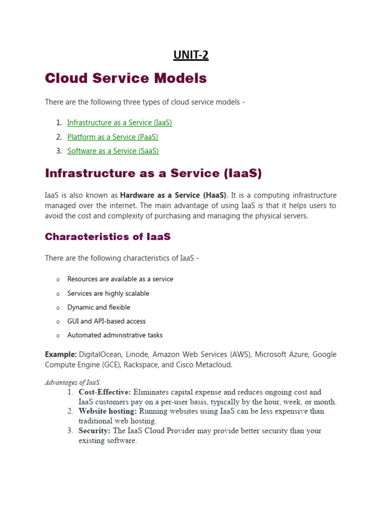 Unit 2 Notes Pdf Cloud Computing Software As A Service
