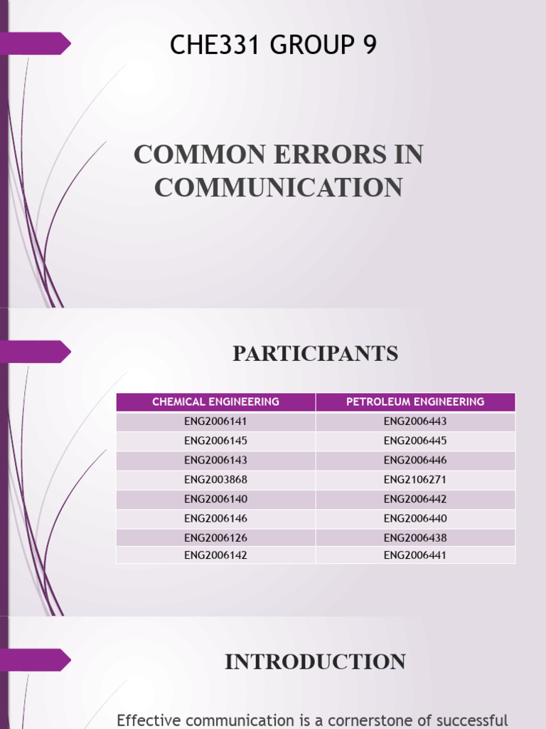 Common Errors in Communication Group 9 | PDF | Communication | Nonverbal Communication