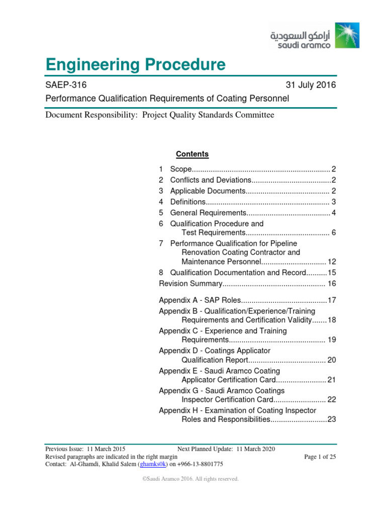 @CoatingBook - SAEP 316 2016 | PDF | Certification | Specification (Technical Standard)
