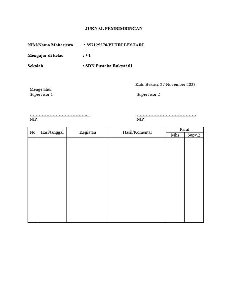 Contoh Jurnal Pembimbing | PDF