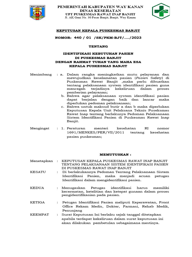 SK Identifikasi Revisi | PDF