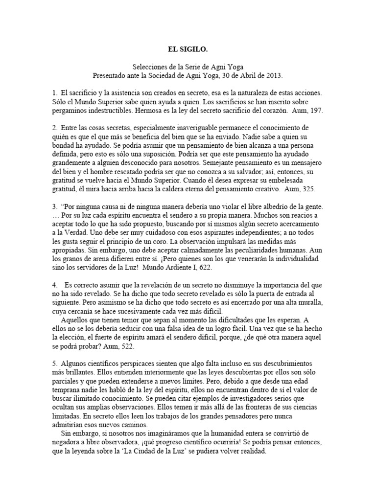 El Significado del Sigilo en Agni Yoga | PDF | Astrología | Conocimiento